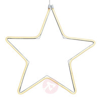 Adventsstjerne, julestjerne med lys, inne (vindu) og ute,